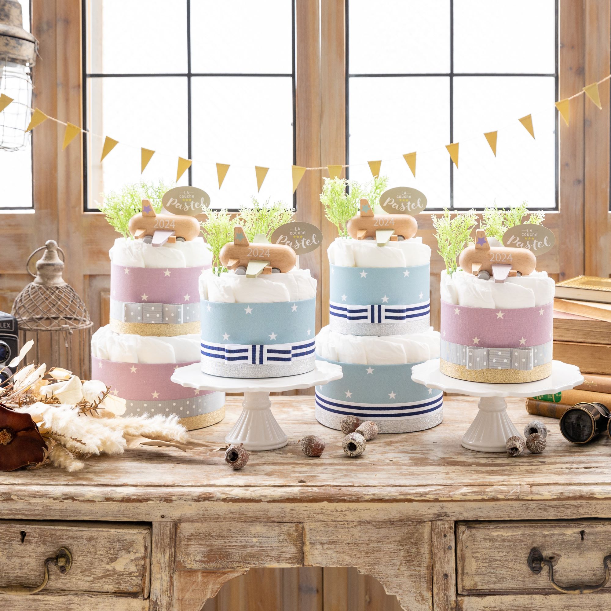 2024年限定年号ロゴ入り「kiko+」のmini jet付オーガニックおむつケーキ1段／全2色 | LA couche Pastel（ラクーシュパステル）のプレゼント・ギフト通販 ...