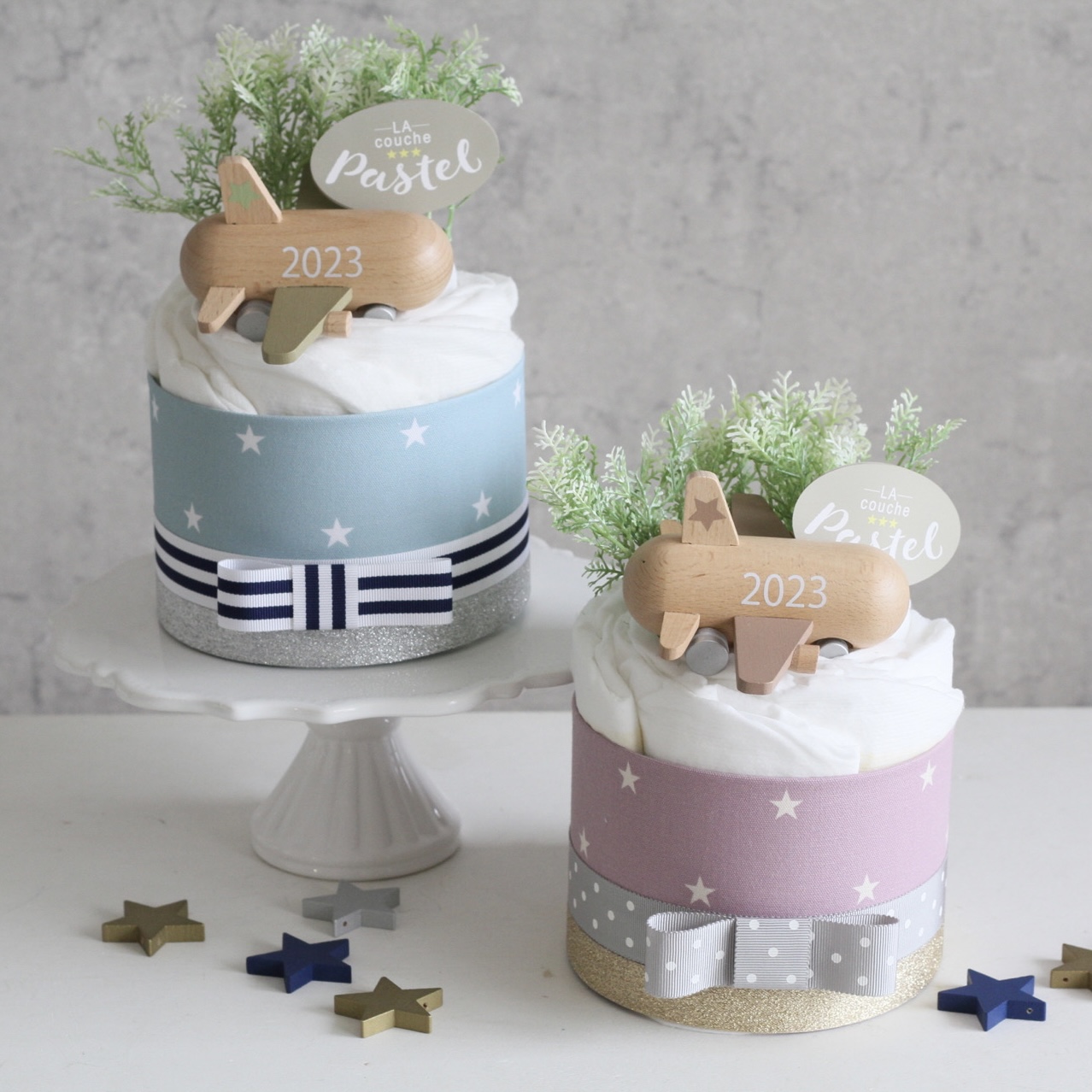 2023ロゴ入り「kiko+」のmini jet付オーガニックおむつケーキ1段／全2色 | LA couche Pastel（ラクーシュパステル）のプレゼント・ギフト通販 | TANP [タンプ]