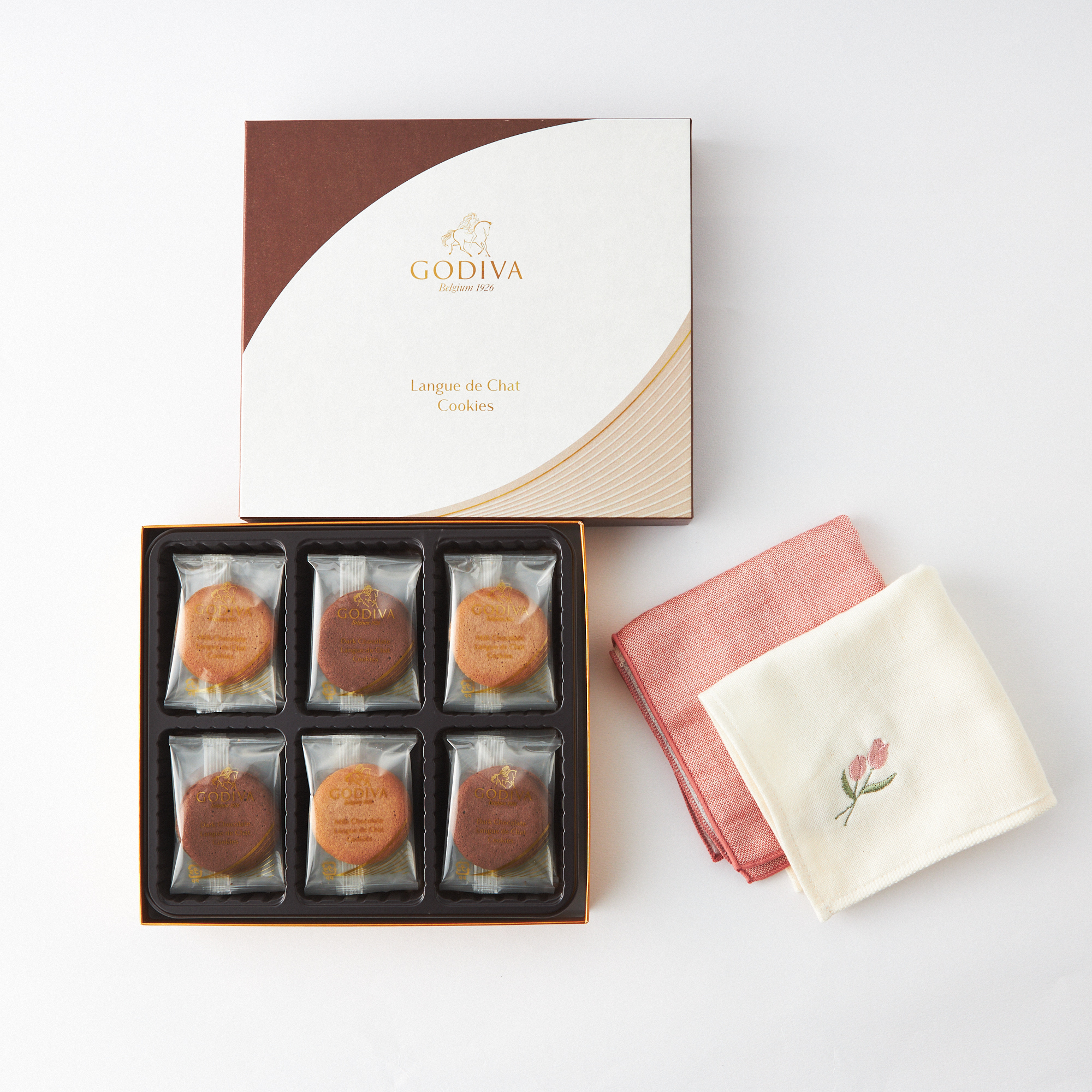 【名入れ】今治タオル花刺繍&無地ハンカチ・GODIVAラングドシャクッキーセット | 今治タオル TANP（タンプ） GODIVA（ゴディバ）のプレゼント・ギフト通販 | TANP（タンプ）